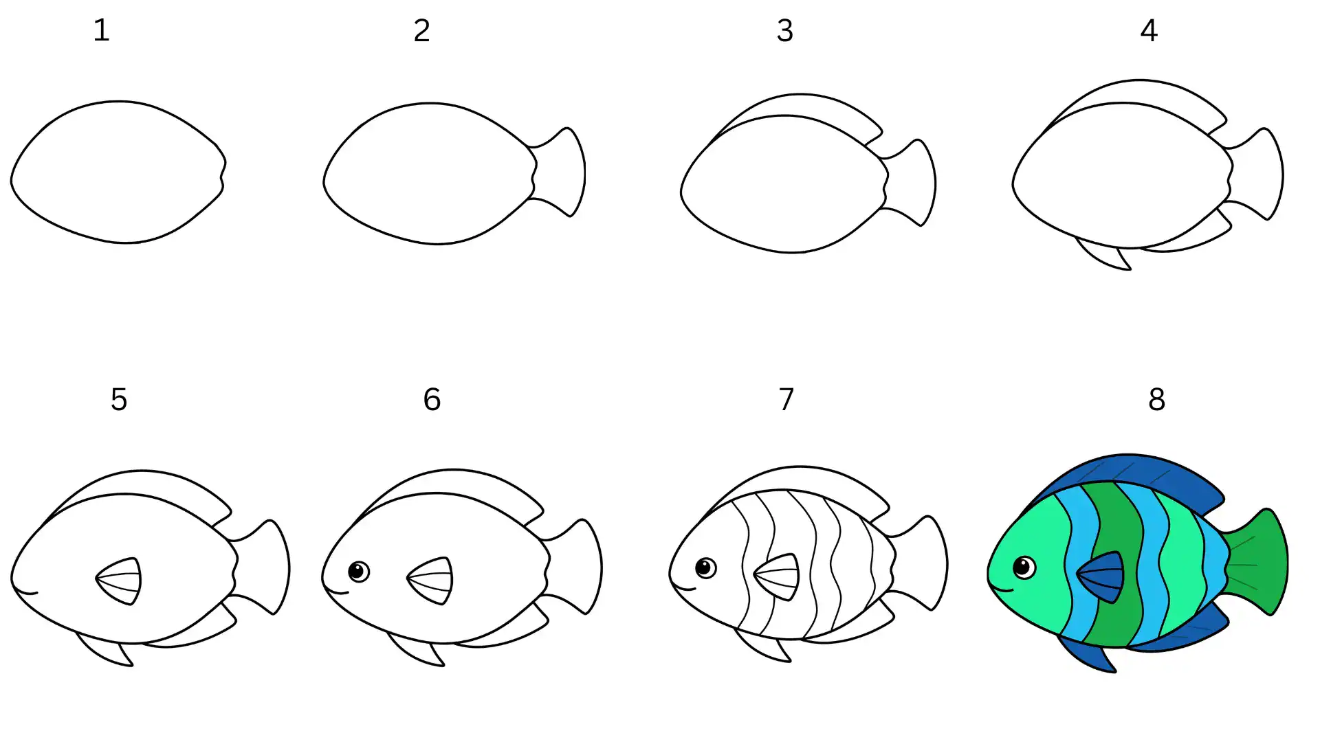 How to draw a Fish for Kids (Easy Fish Drawing Tutorial)