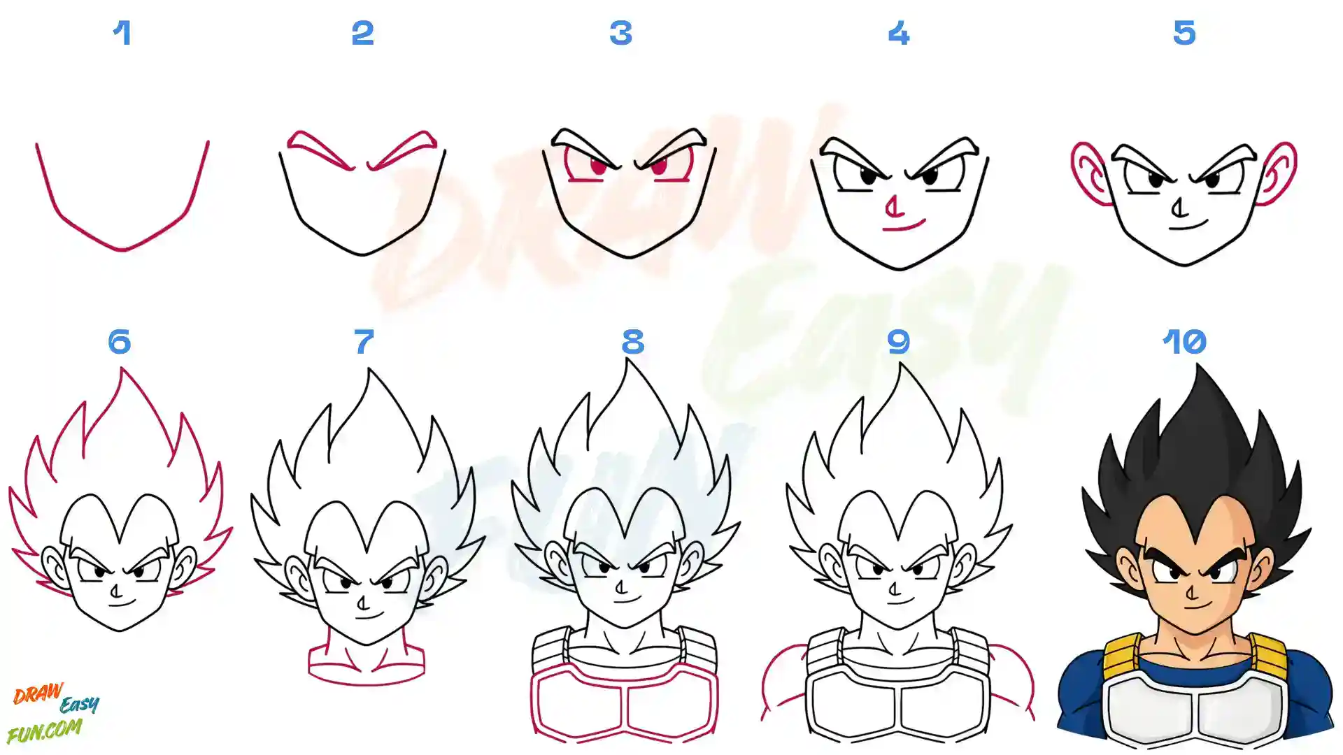 How to Draw Vegeta Step by Step (Easy Anime Drawing)