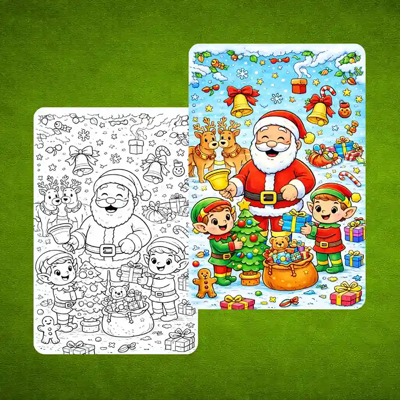 Christmas Elves Coloring Page | Free Printable for Kids | 2026