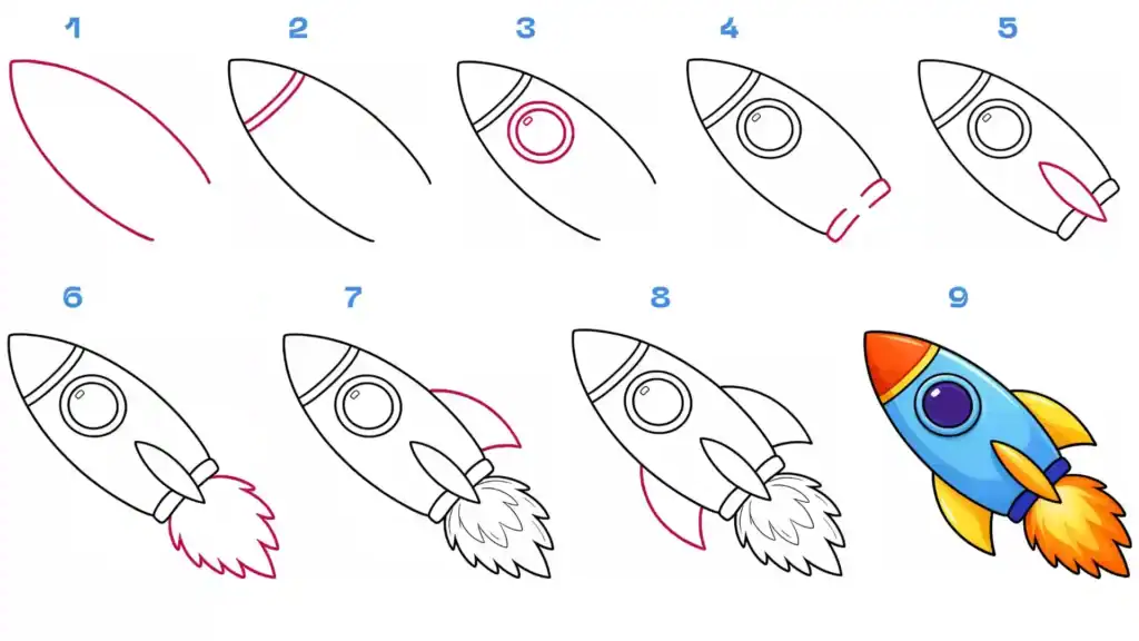 Rocket Drawing – Easy Rocket Drawing for Kids | Latest 2026